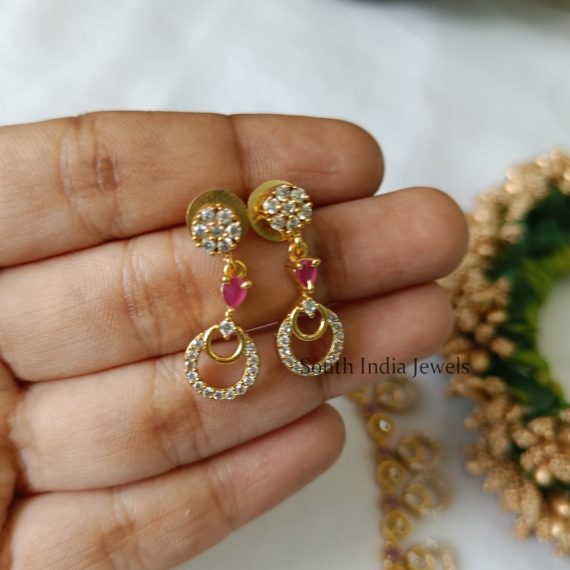 Exquisite Pink White Ad Stone Necklace Set South India Jewels